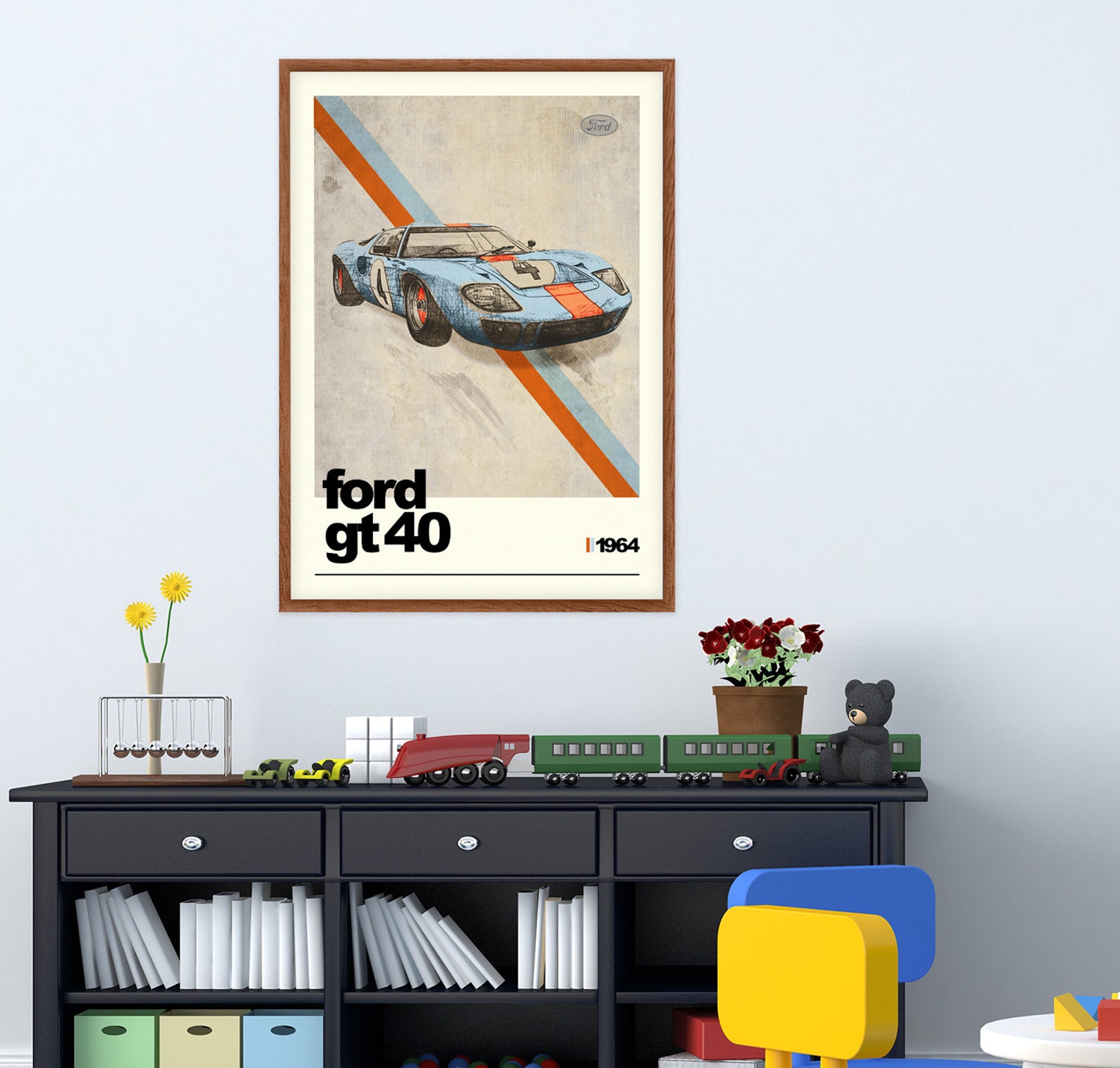 Ford GT40 Print, Gift for Dad, Car Poster, GT40 Poster, Le Mans Classic ...