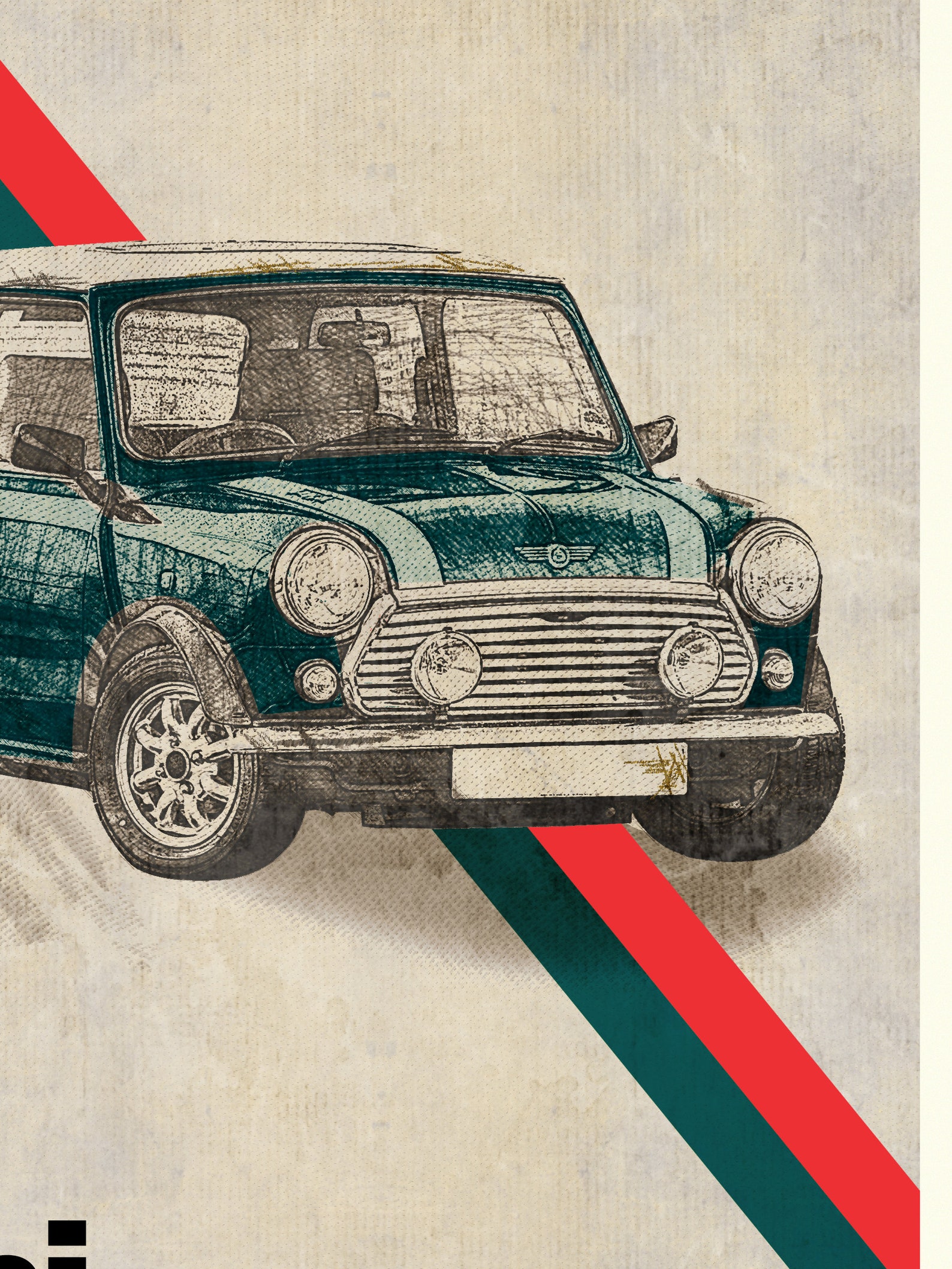 Vintage Mini Cooper Poster Print | Classic Car Wall Art | 1961 Mini ...