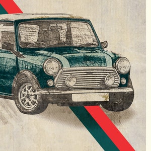 Vintage Mini Cooper Poster Print | Classic Car Wall Art | 1961 Mini ...