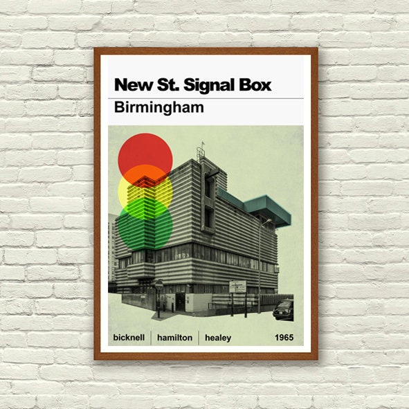 Modernist Framed Print, Birmingham New Street Signal Box, Modernist ...