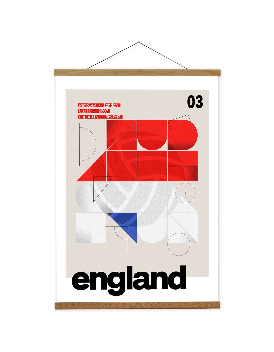 England Football Canvas Poster and Wooden Hangers, Kids Wall Art ...