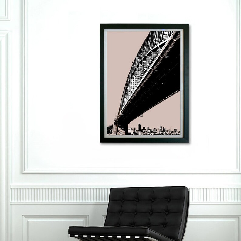 Sydney Harbour Bridge Print - Litho Styled Print of the Sydney Harbour ...
