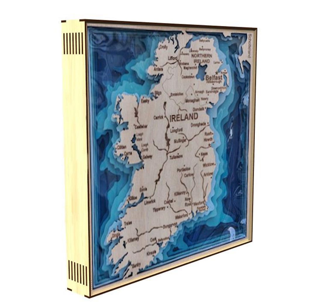 Digital 3D Shadow Box Ireland Map, 6 Layer Panel, Laser Cut File, 3D ...