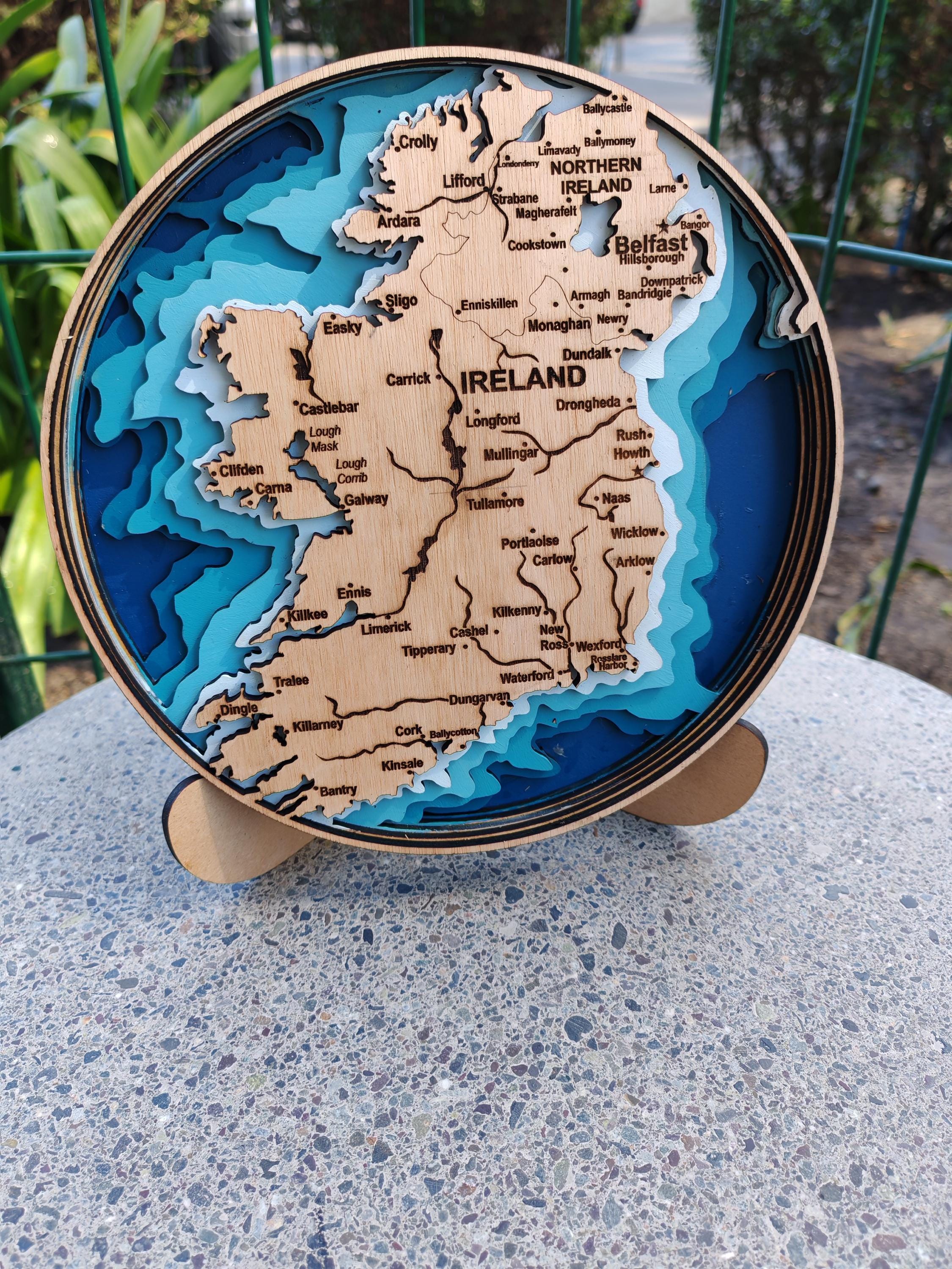 Digital 3D Map of the Ireland, 6 Layer Panel, Laser Cut File,3d Wood ...