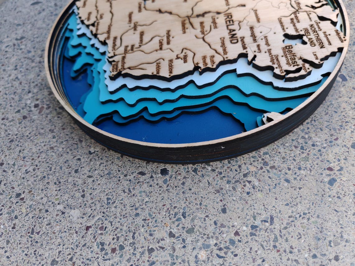 Digital 3D Map of the Ireland, 6 Layer Panel, Laser Cut File,3d Wood ...