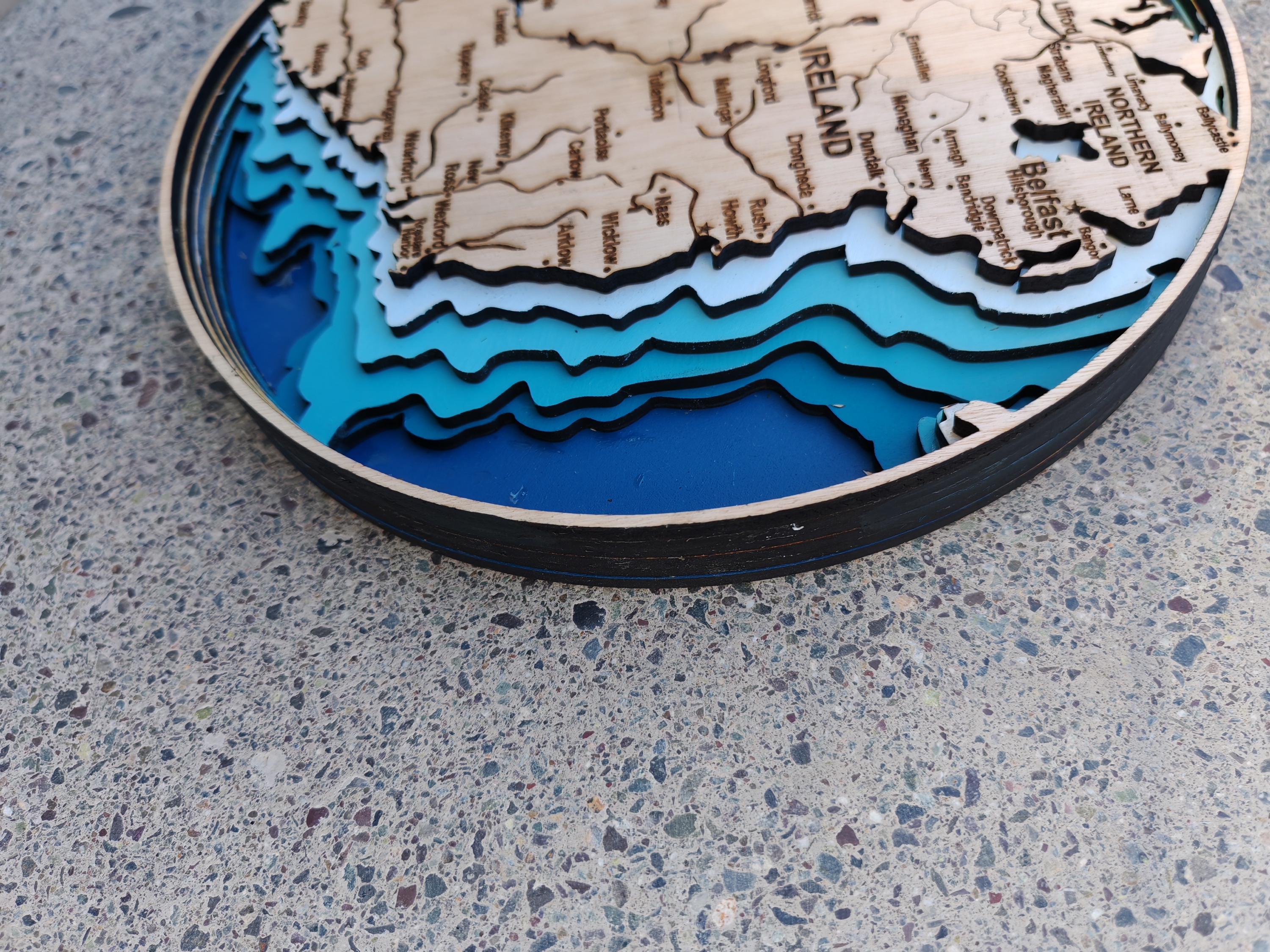 Digital 3D Map of the Ireland, 6 Layer Panel, Laser Cut File,3d Wood ...