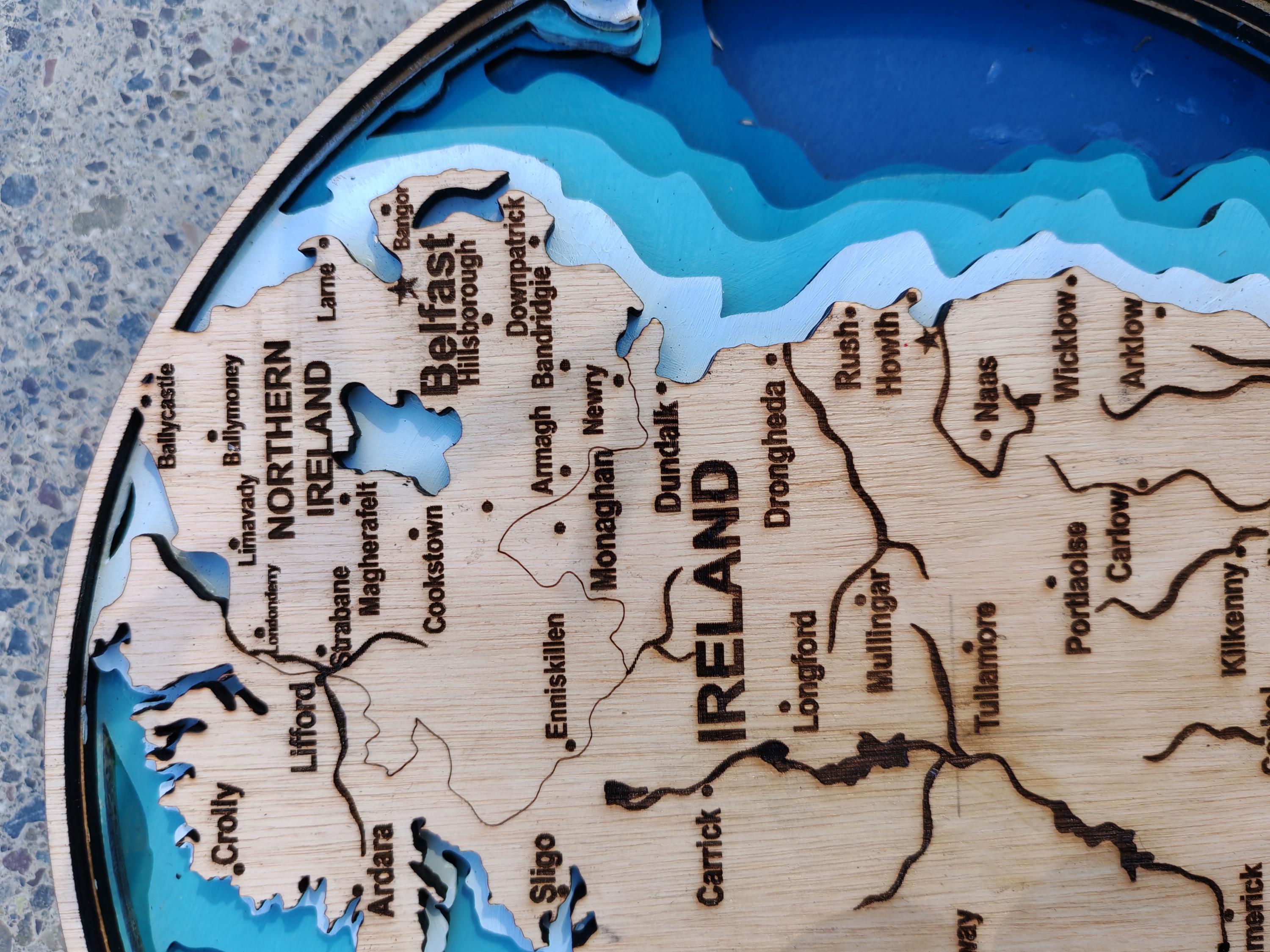 Digital 3D Map of the Ireland, 6 Layer Panel, Laser Cut File,3d Wood ...