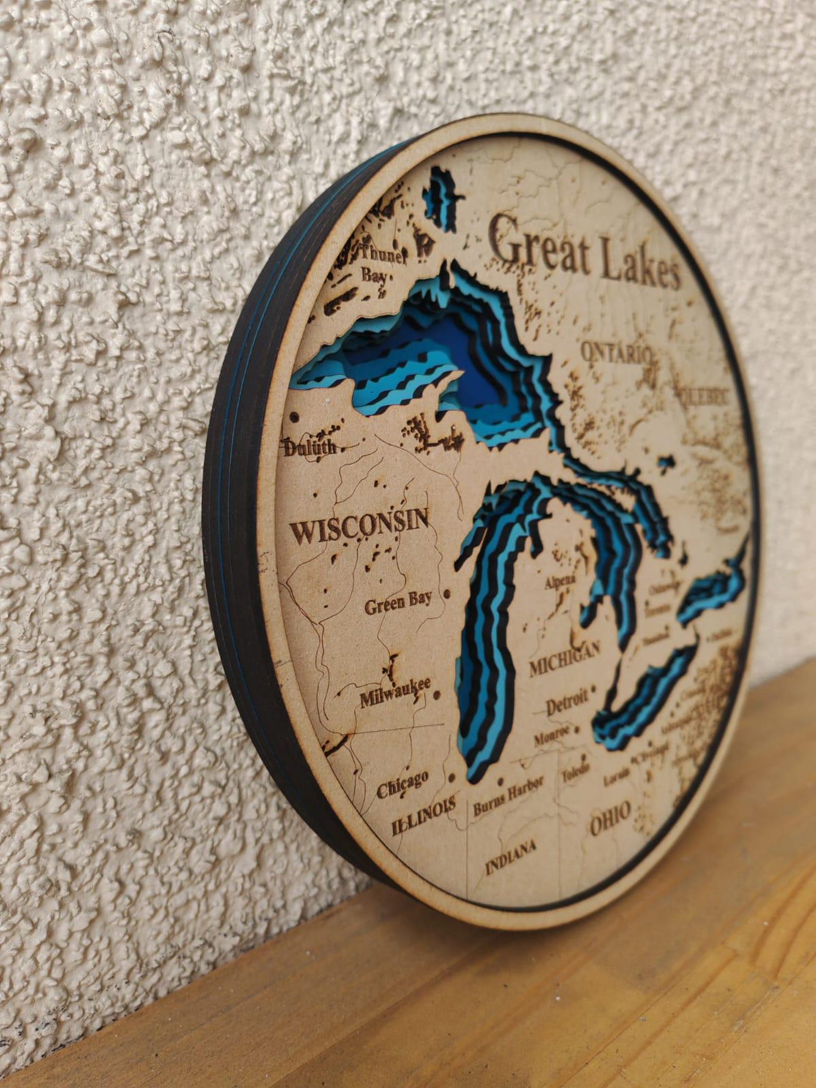 Digital 3D Map of the Great Lakes, 6 Layer Panel, Laser Cut File,3d ...
