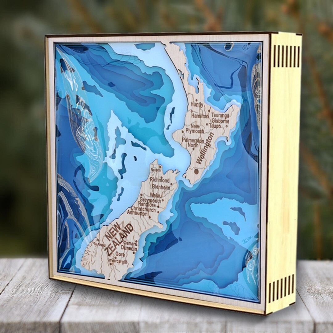 Digital 3D Shadow Box New Zealand Map,6 Layer Panel,laser Cut File, 3D ...