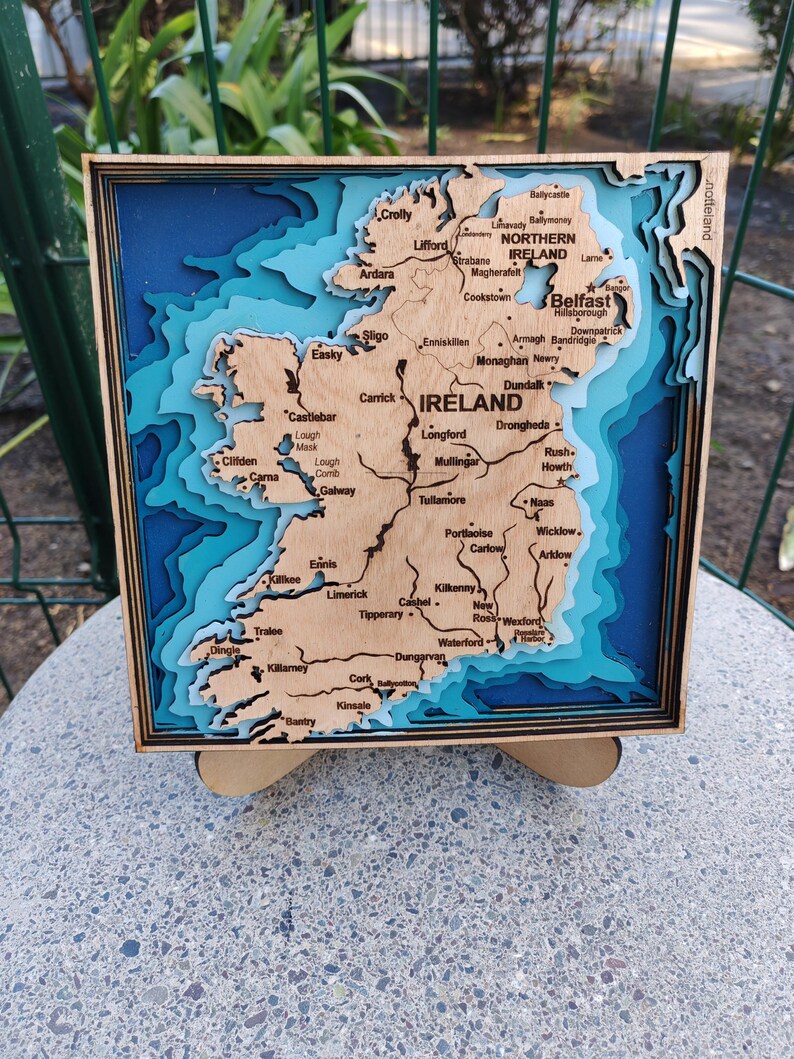 Square Digital 3D Map of the Ireland, 6 Layer Panel, Laser Cut File,3d ...