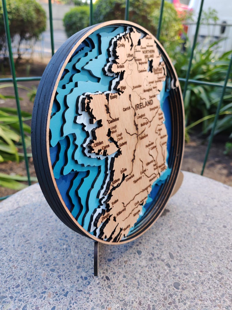 Digital 3D Map of the Ireland, 6 Layer Panel, Laser Cut File,3d Wood ...