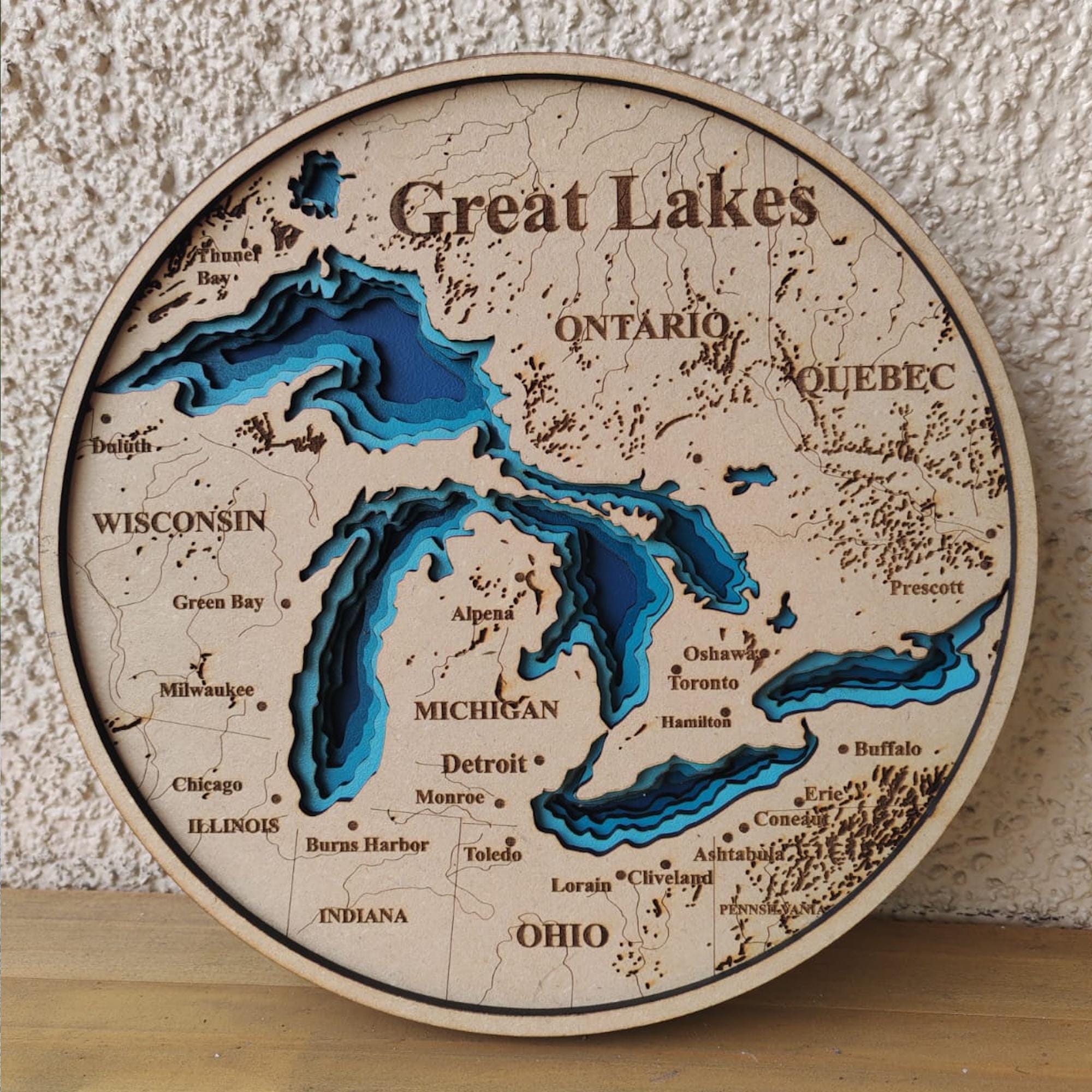 Digital 3D Map of the Great Lakes, 6 Layer Panel, Laser Cut File,3d ...