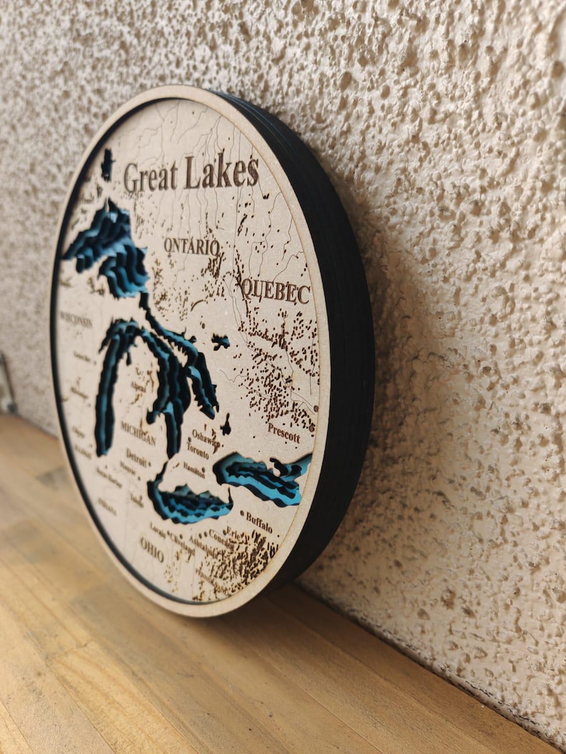 Digital 3D Map of the Great Lakes, 6 Layer Panel, Laser Cut File,3d ...