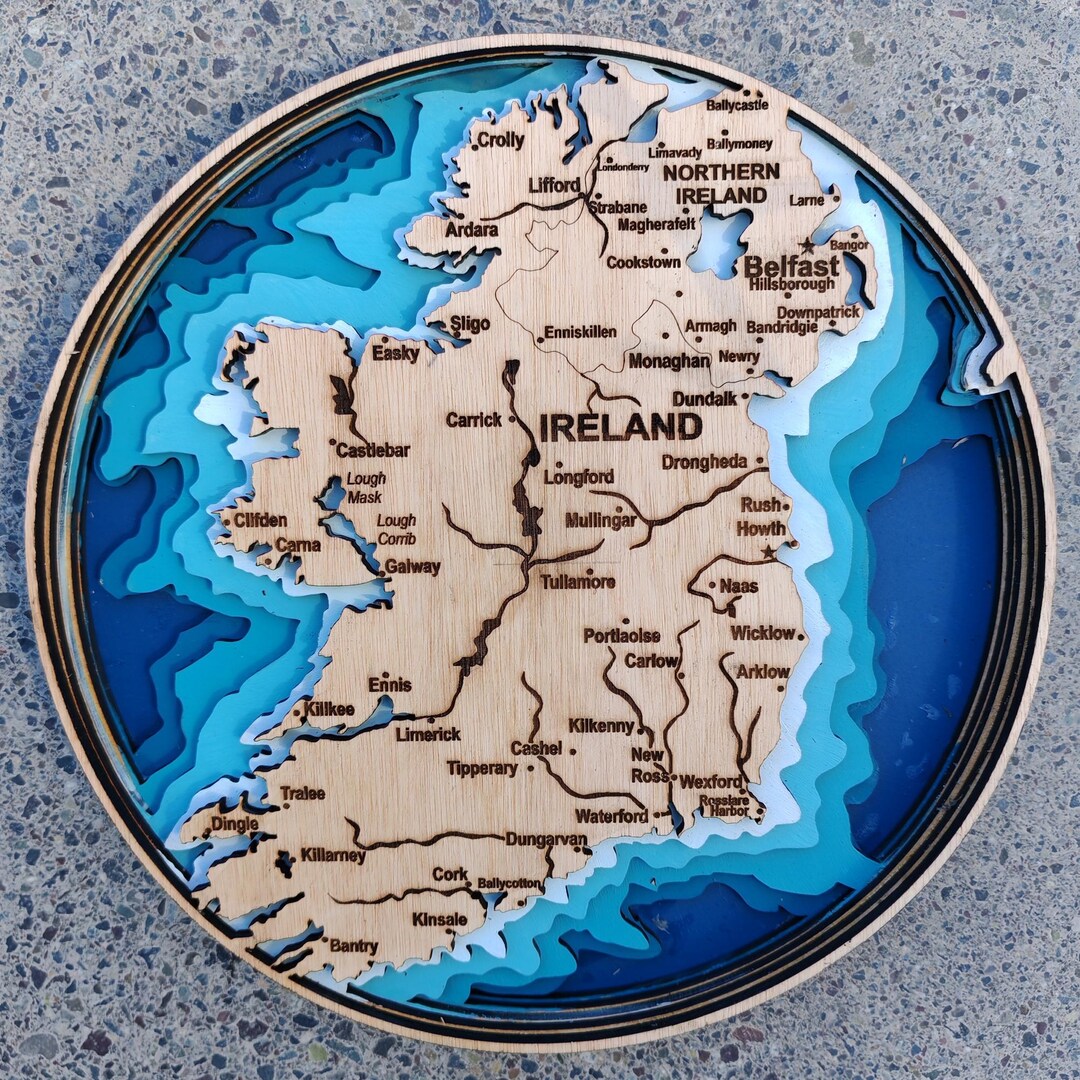 Digital 3D Map of the Ireland, 6 Layer Panel, Laser Cut File,3d Wood ...