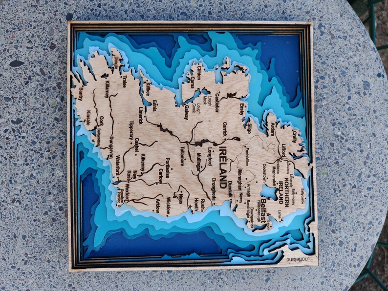 Square Digital 3D Map of the Ireland, 6 Layer Panel, Laser Cut File,3d ...