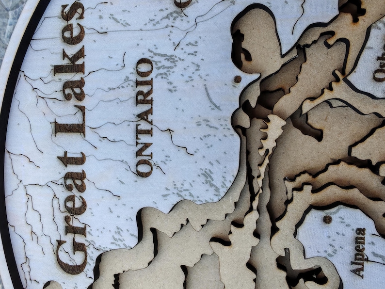 Digital 3D Map of the Great Lakes, 6 Layer Panel, Laser Cut File,3d ...
