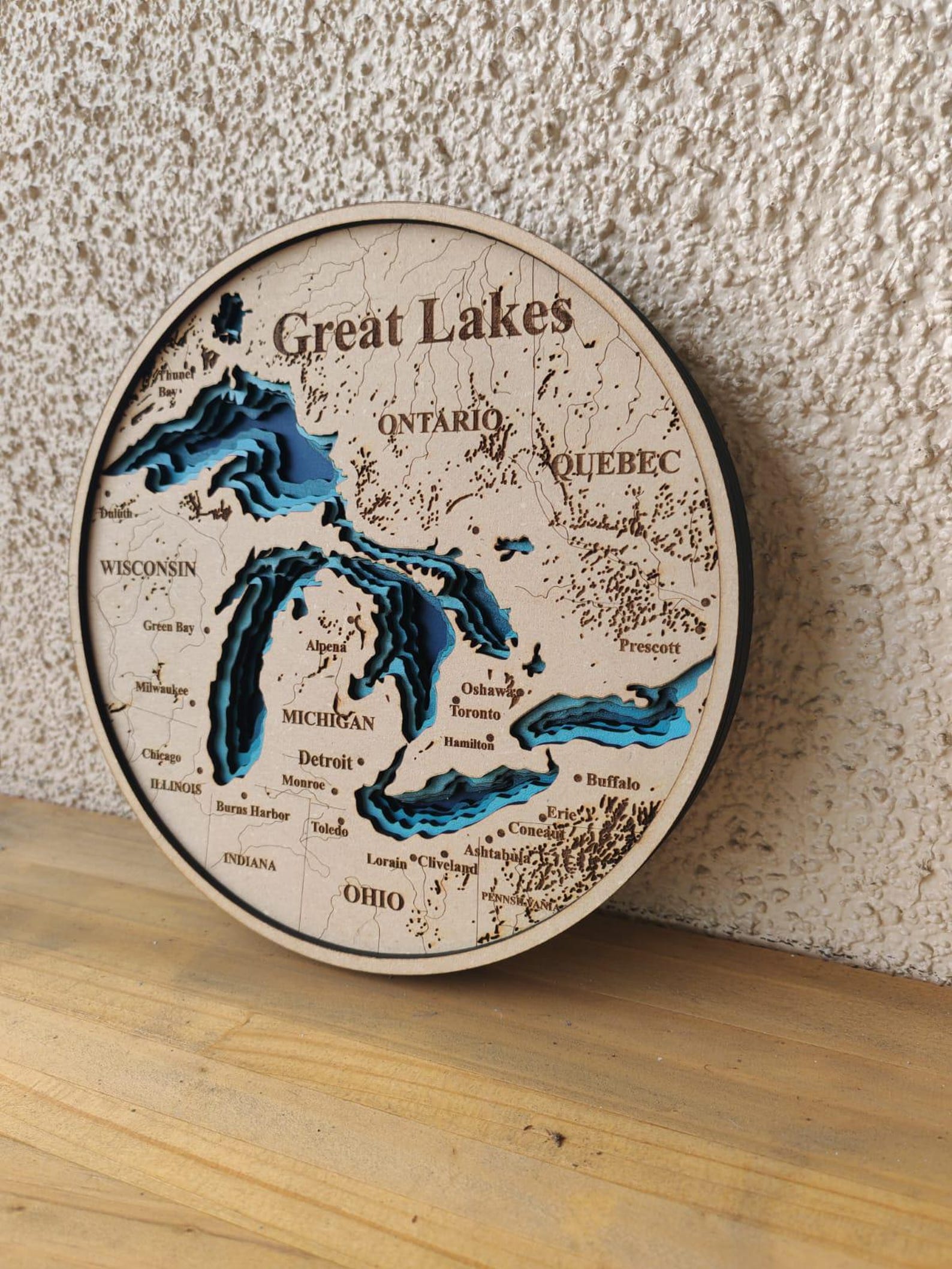 Digital 3D Map of the Great Lakes, 6 Layer Panel, Laser Cut File,3d ...