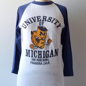 Vintage 1980s 'wolverbear' Blue-and-white Commemorative Raglan Tee for ...
