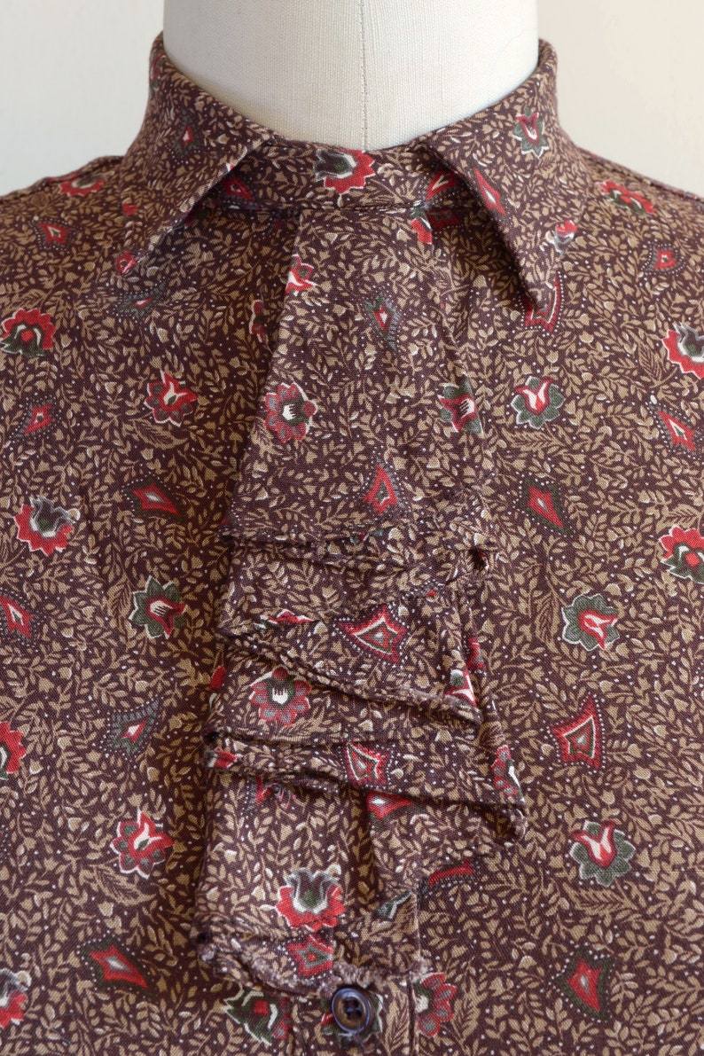 Vintage 1970s-80s || 'notorious' || Chestnut Brown Blouse With Jabot ...