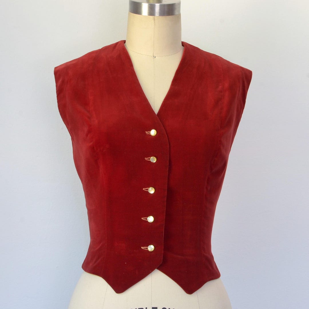 Vintage 1960s || 'belvedere' || Dark Red Velvet Vest || Medium - Etsy