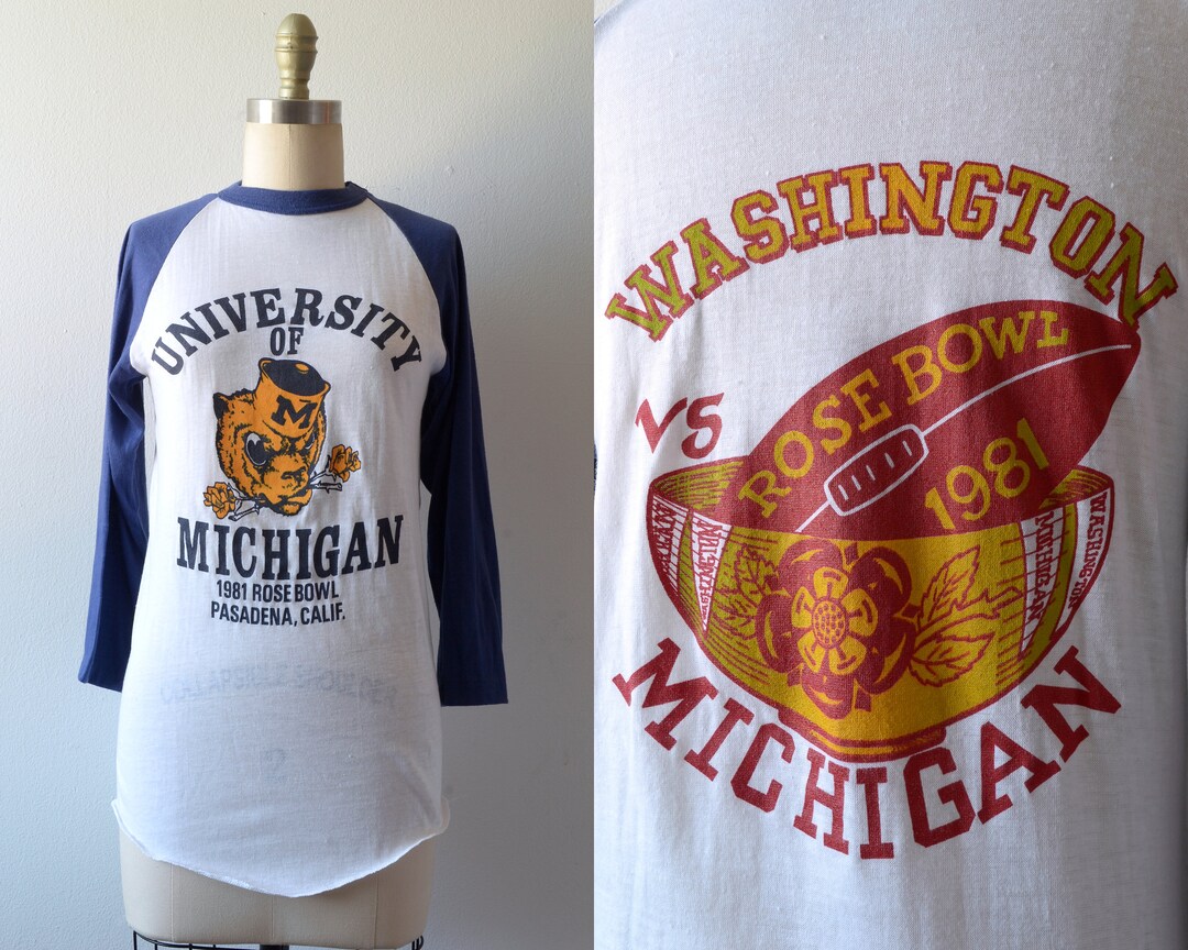Vintage 1980s 'wolverbear' Blue-and-white Commemorative Raglan Tee for ...