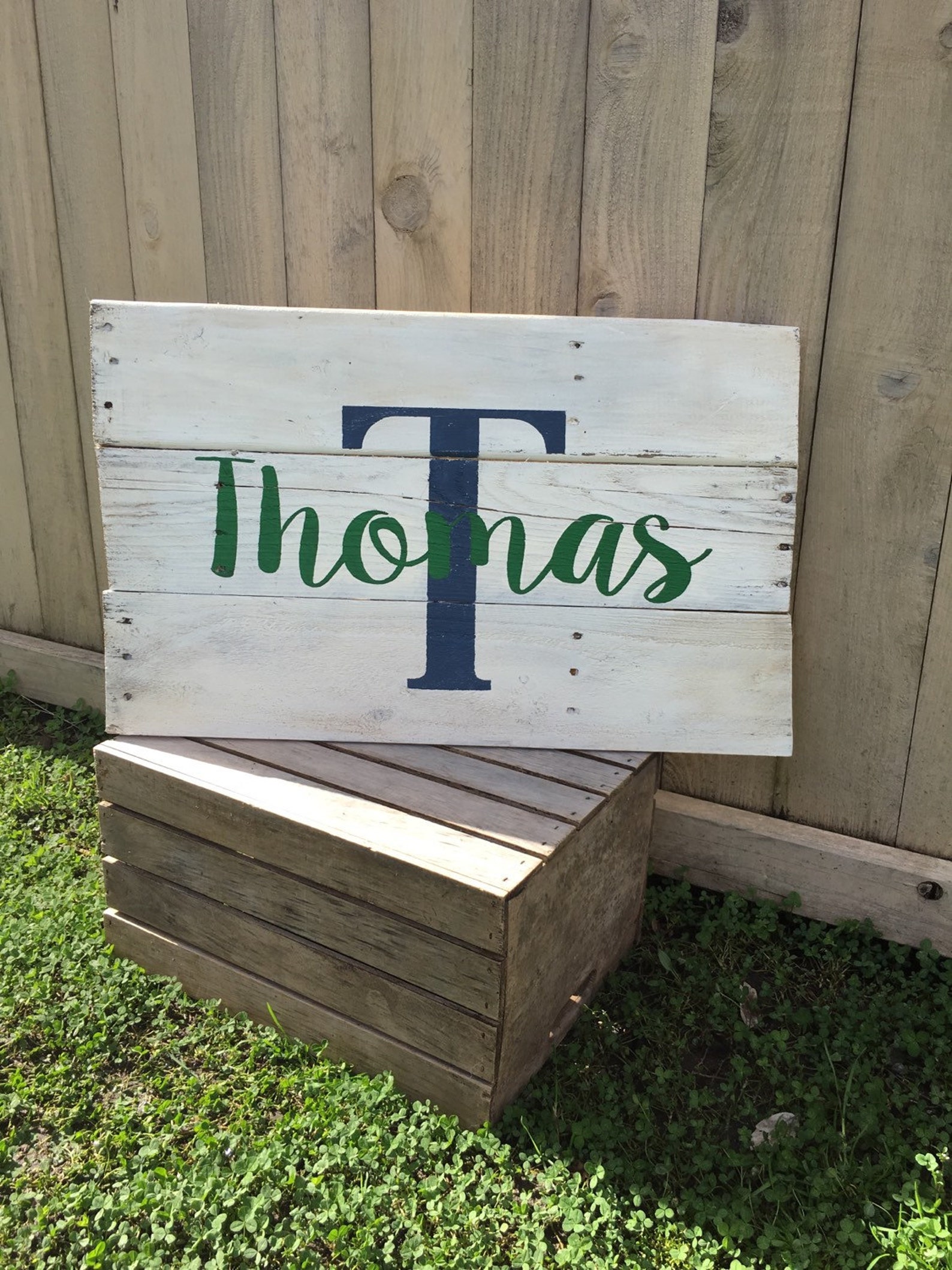 Rustic Large Nursery Baby Name Monogram Hand Painted Reclaimed - Etsy