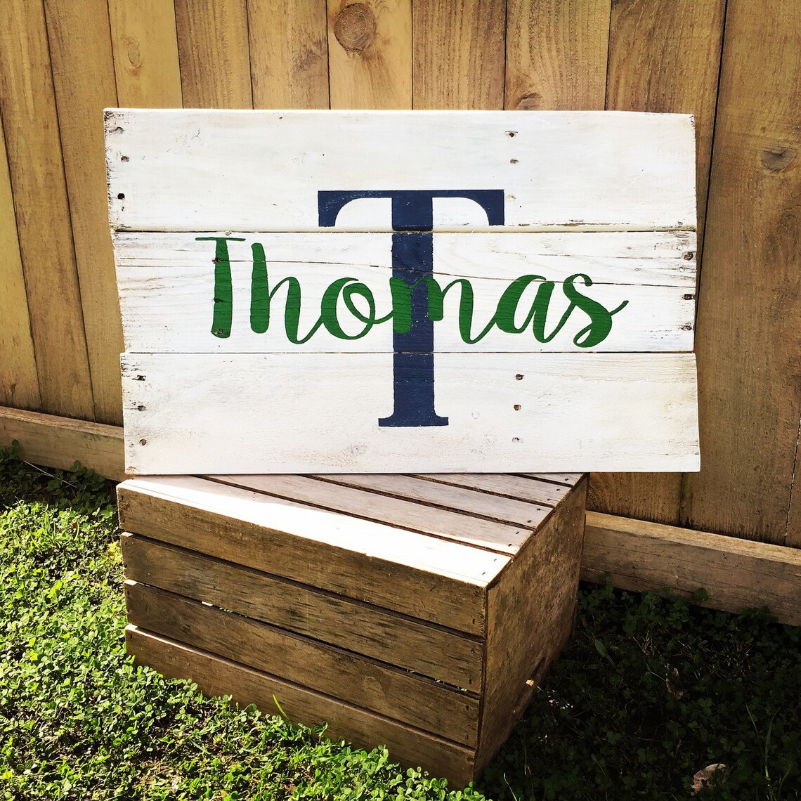 Rustic Large Nursery Baby Name Monogram Hand Painted Reclaimed - Etsy