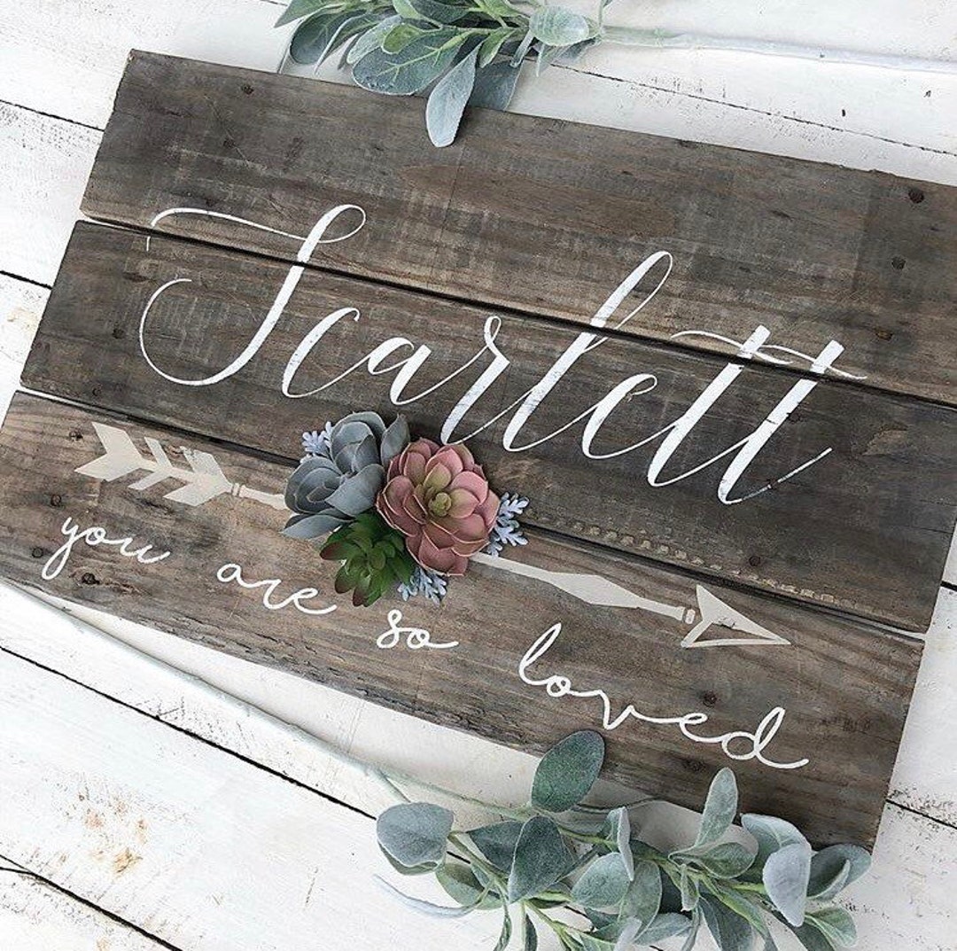 Boho Nursery Name Sign Flower Succulent Baby Name Personalized - Etsy