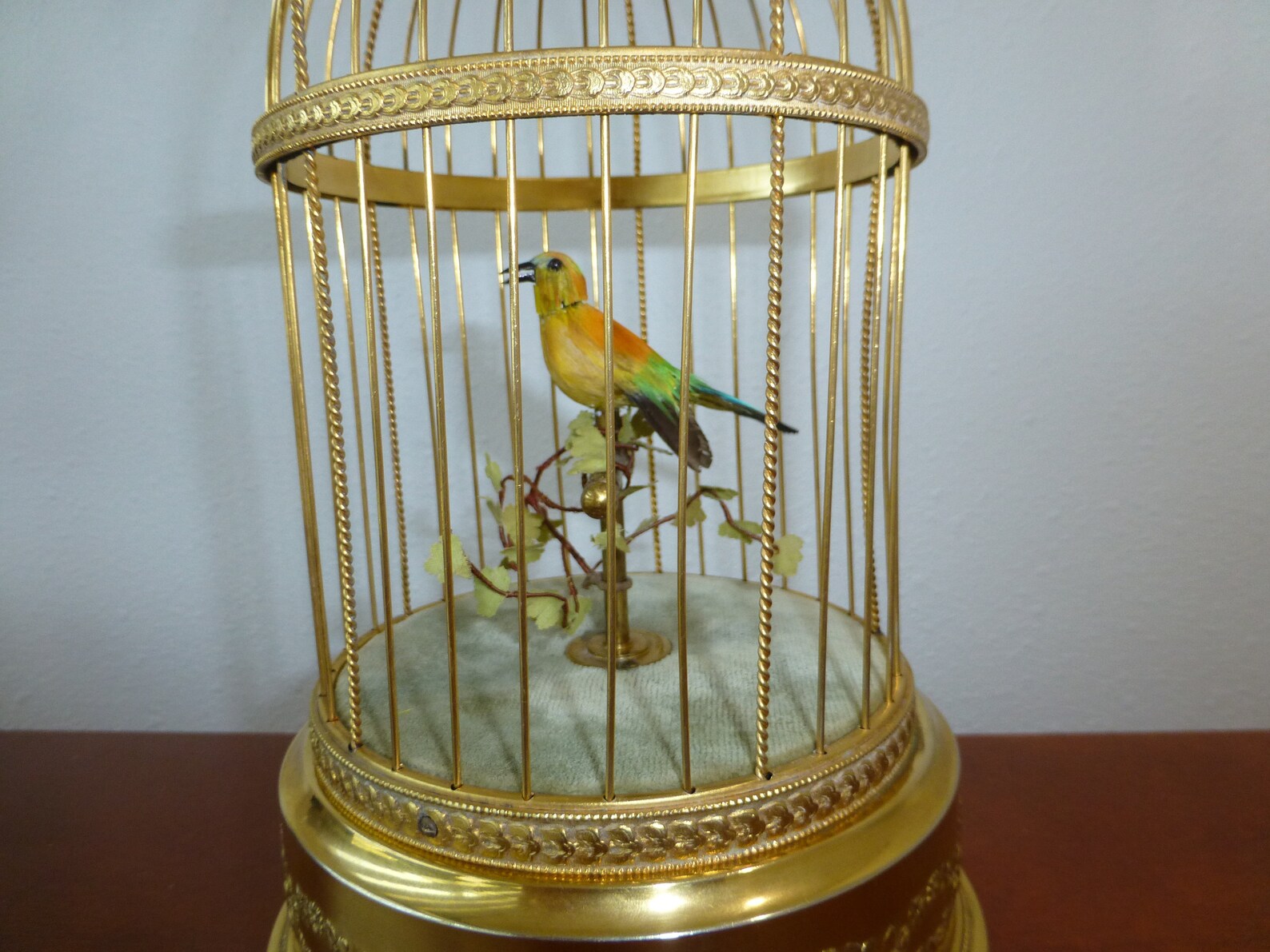 Vintage French Bontems Singing Bird Cage Music Box Automaton Gold Gilt ...