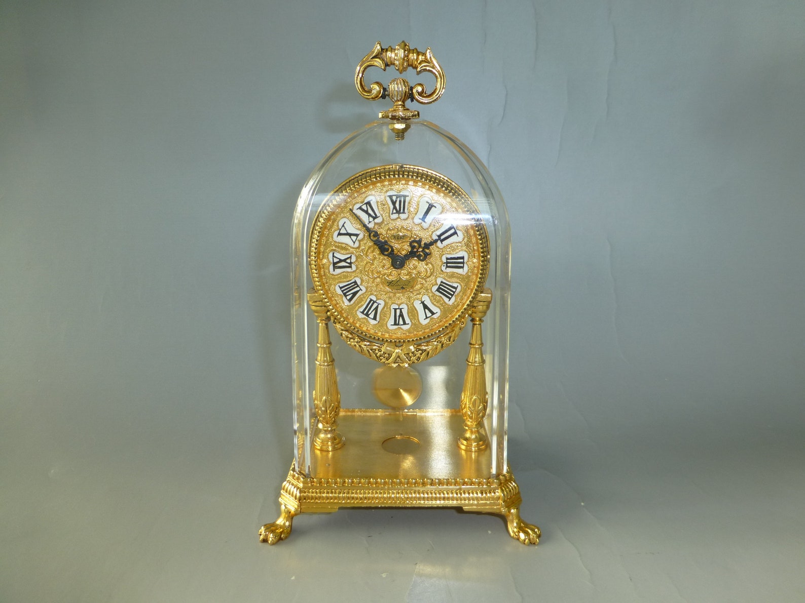 Antique German Gold Gilt Case Mechanical Carriage Swing Pendulum Clock ...