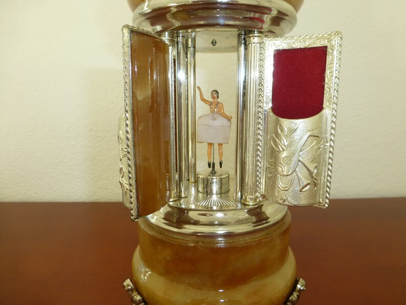 Vintage Swiss Reuge Dancing Ballerina Music Box Carousel Cigarette ...