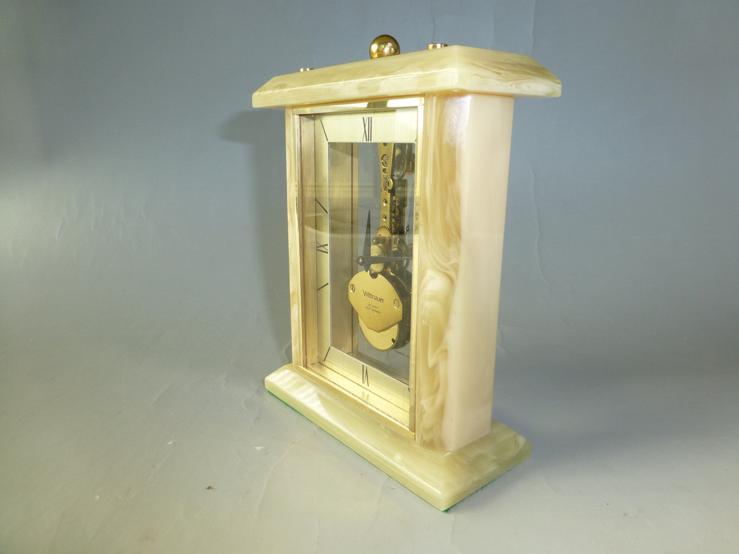 Rare Vintage German Made Skeleton 8 Day Skeleton Baguette Type Movement ...