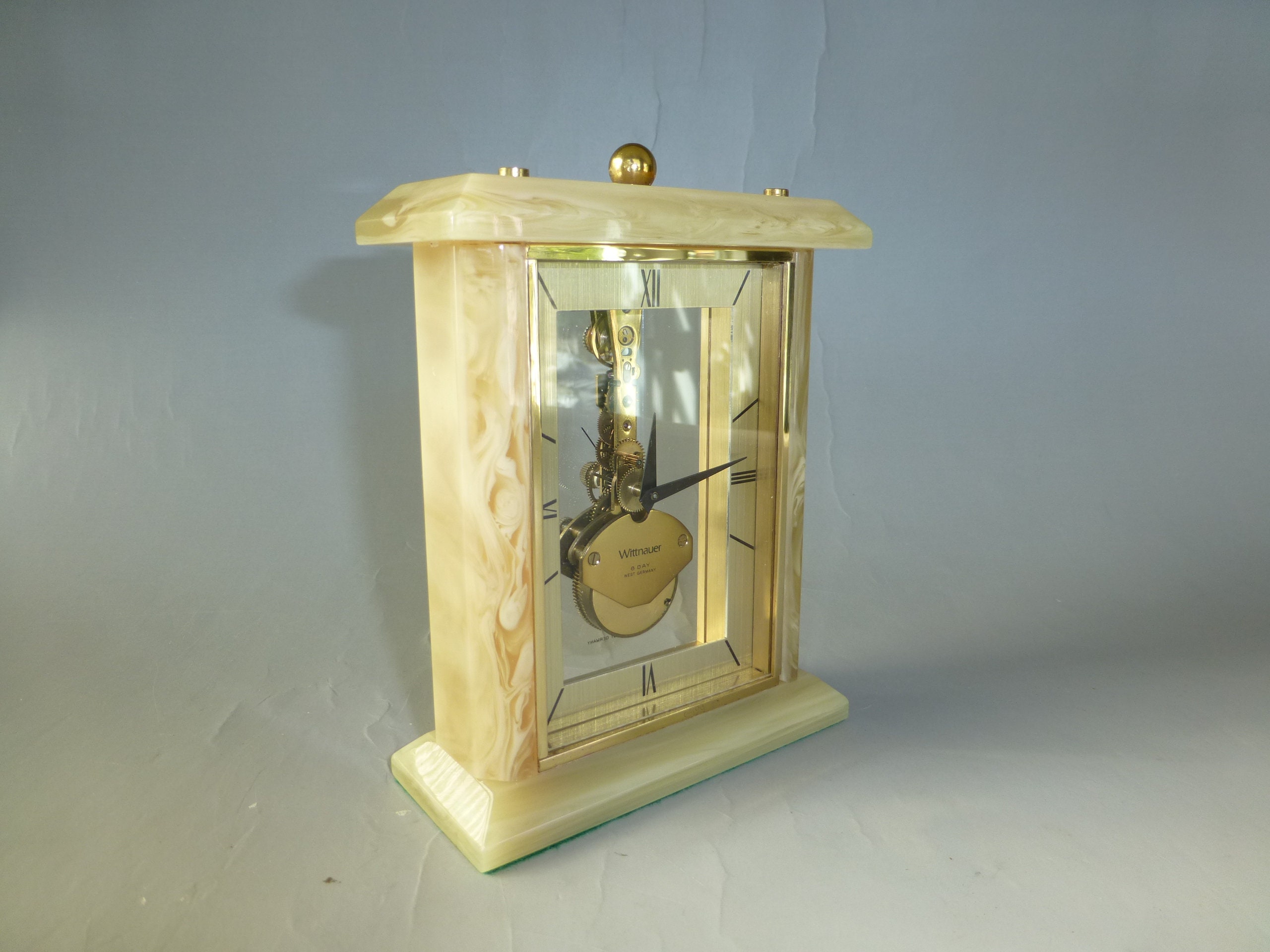 Rare Vintage German Made Skeleton 8 Day Skeleton Baguette Type Movement ...