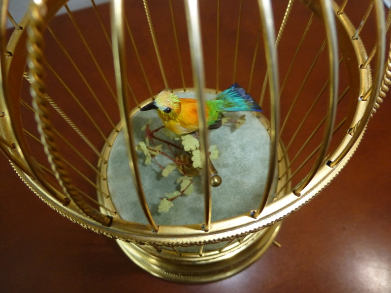 Vintage French Bontems Singing Bird Cage Music Box Automaton Gold Gilt ...