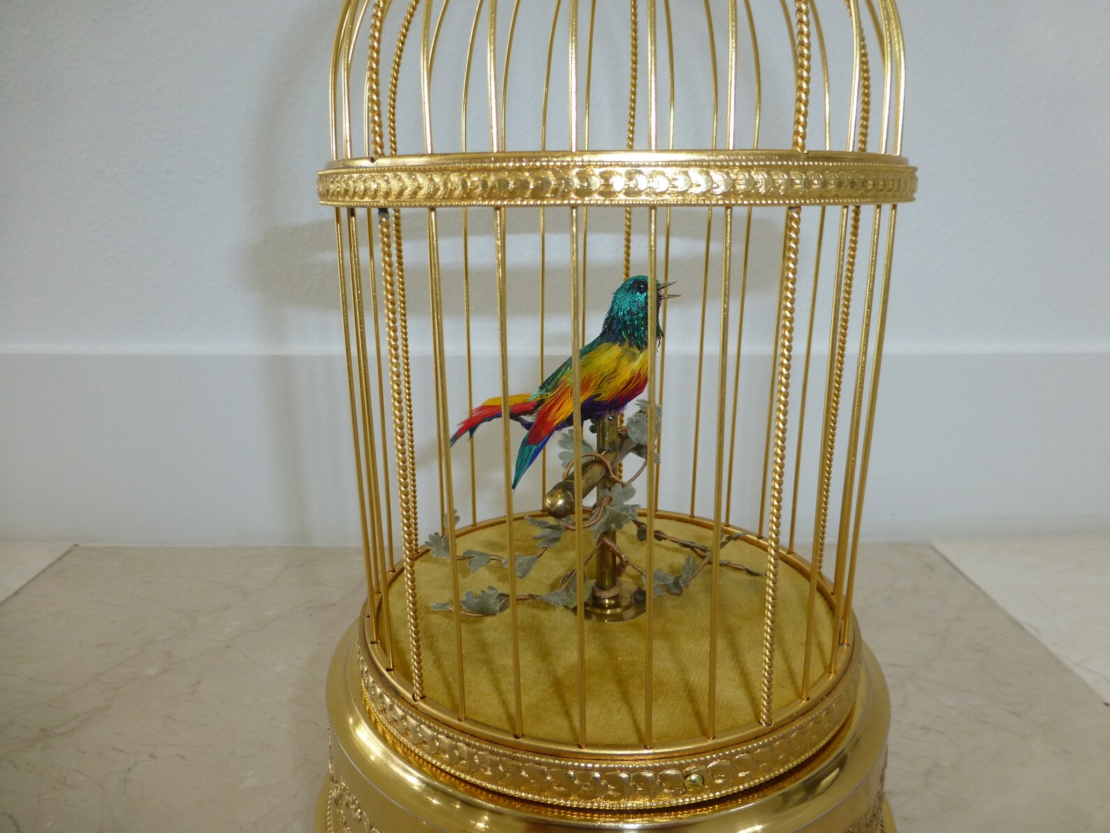 Vintage French Bontems Singing Bird Cage Music Box Automaton Gold Gilt ...