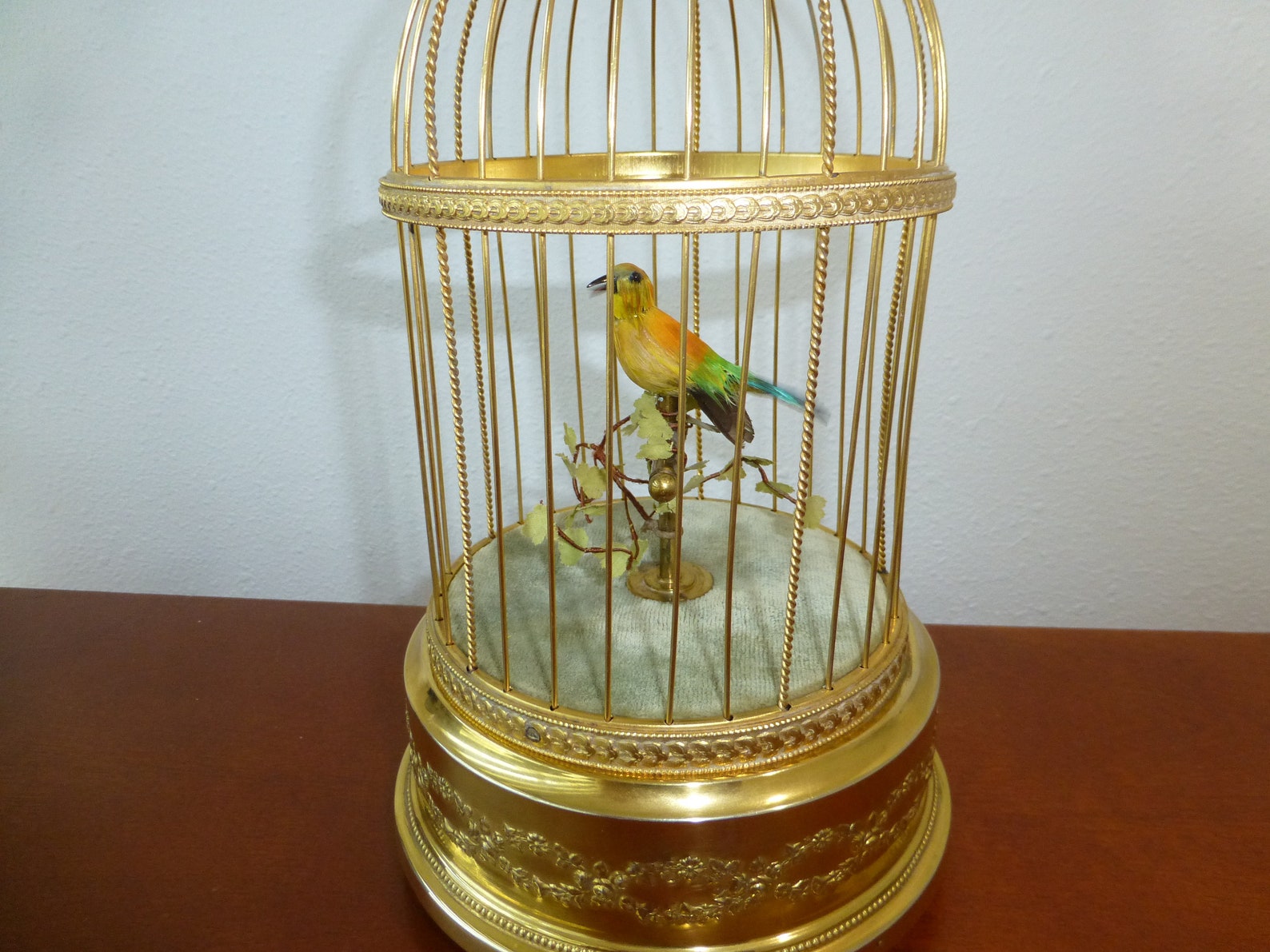 Vintage French Bontems Singing Bird Cage Music Box Automaton Gold Gilt ...