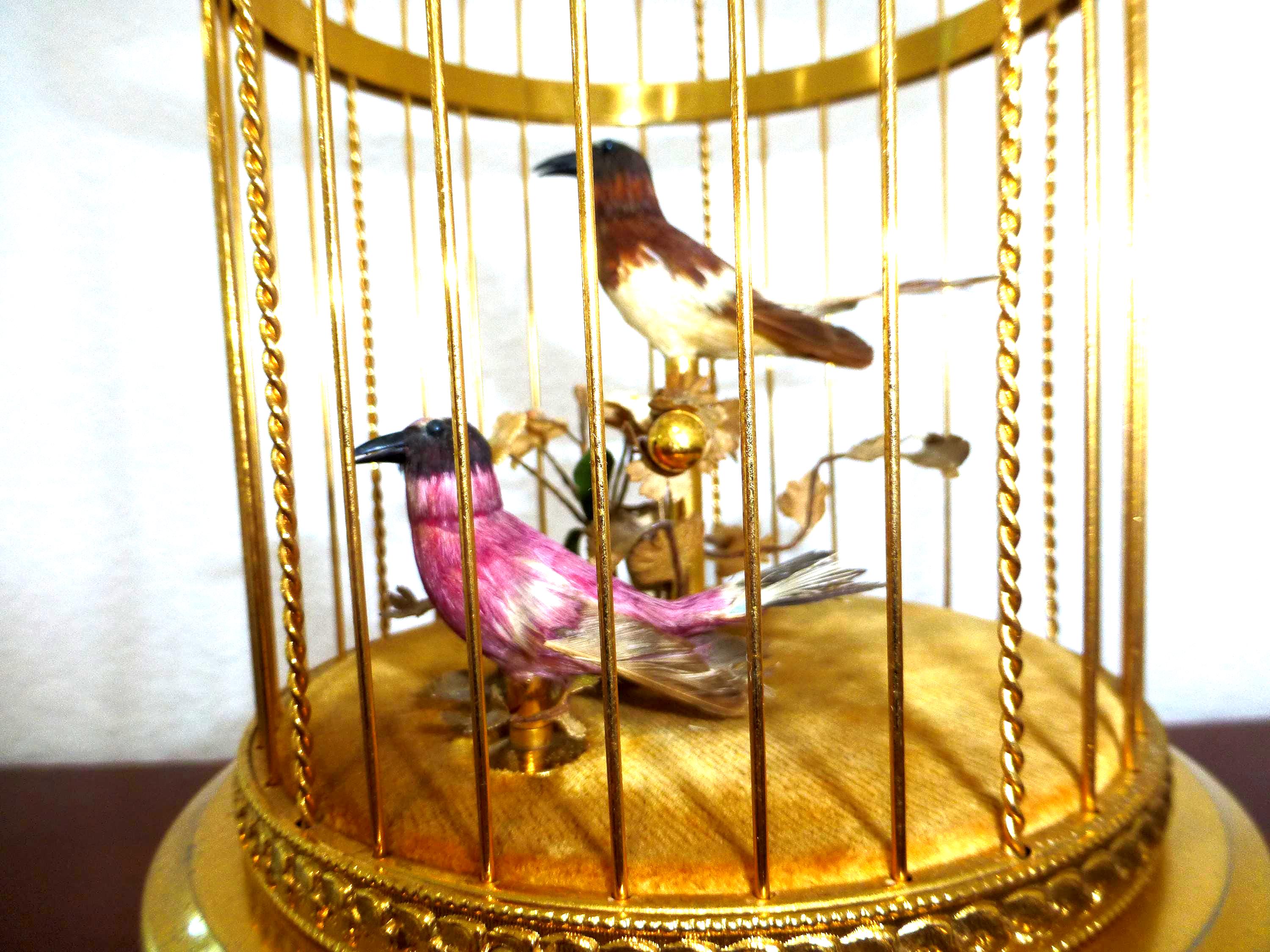 Rare Vintage Swiss Reuge Singing Bird Cage Gold Gilt Cage 2 Birds Model ...