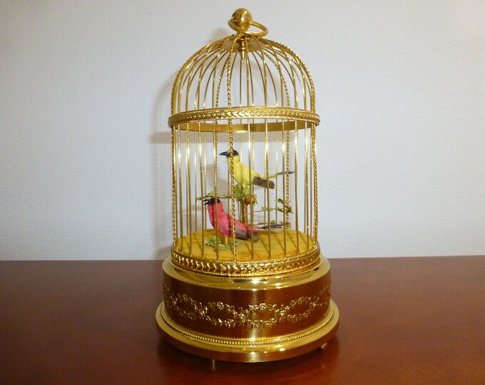 Rare Vintage Swiss Reuge Singing Bird Cage Gold Gilt Cage 2 Birds Model ...