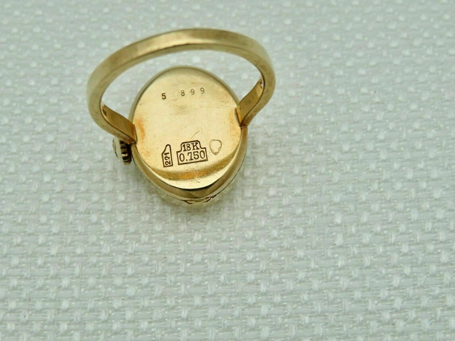 Vintage 18K Gold Bucherer Lady Ring Watch Size 7 Mechanical 17 Jewels ...