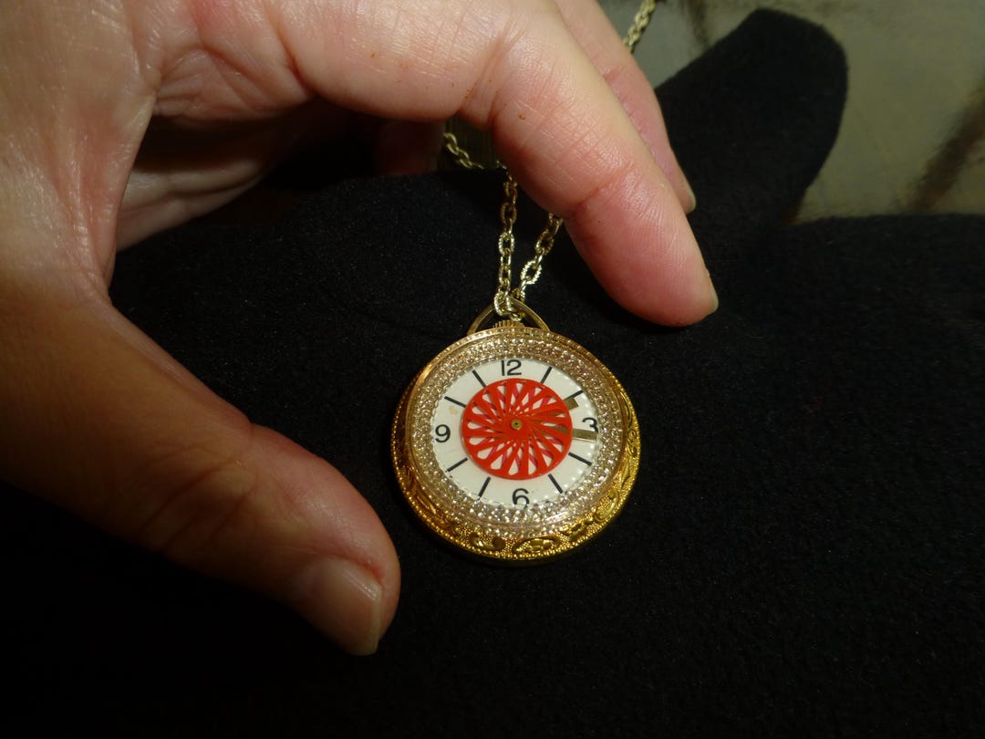 Vintage Swiss Gold Gilt Miniature Wind up Necklace Mystical ...