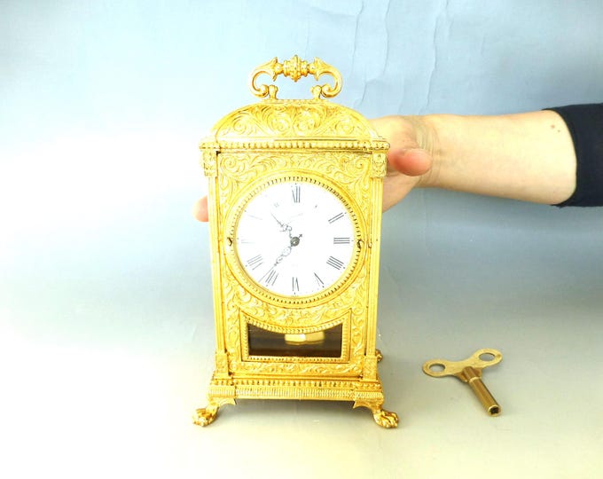 PETER UHREN Alarm Mantel Top Clock Antique 1930s BELL Germany Restored ...