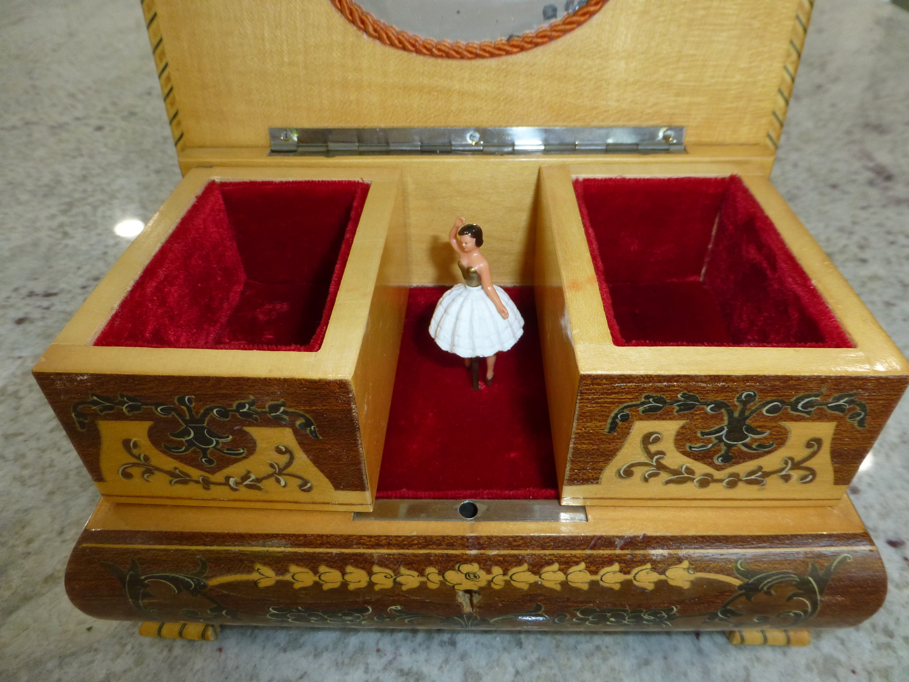 Vintage Swiss Reuge Dancing Ballerina Musical Jewelry Box Automaton ...
