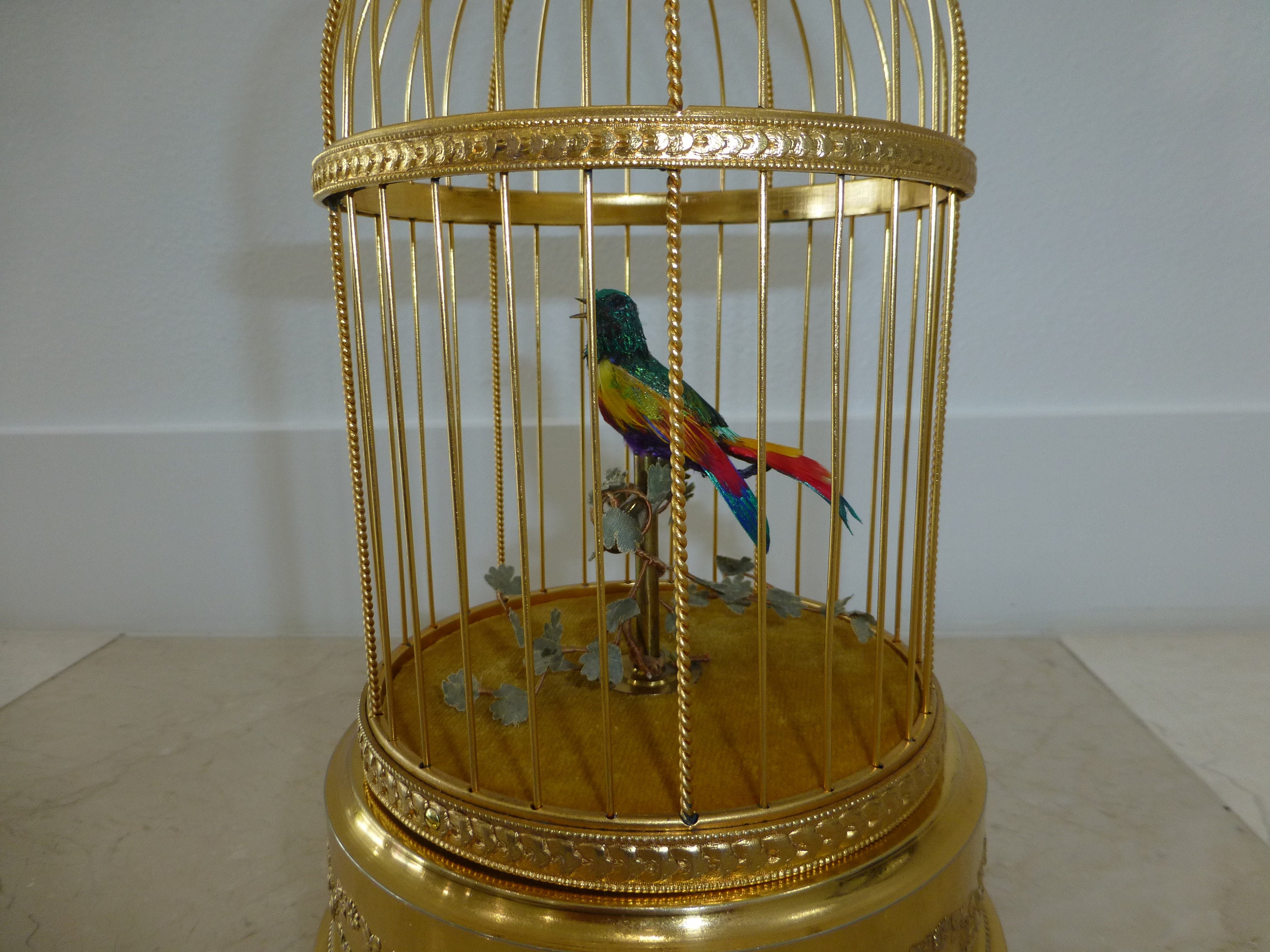 Vintage French Bontems Singing Bird Cage Music Box Automaton Gold Gilt ...