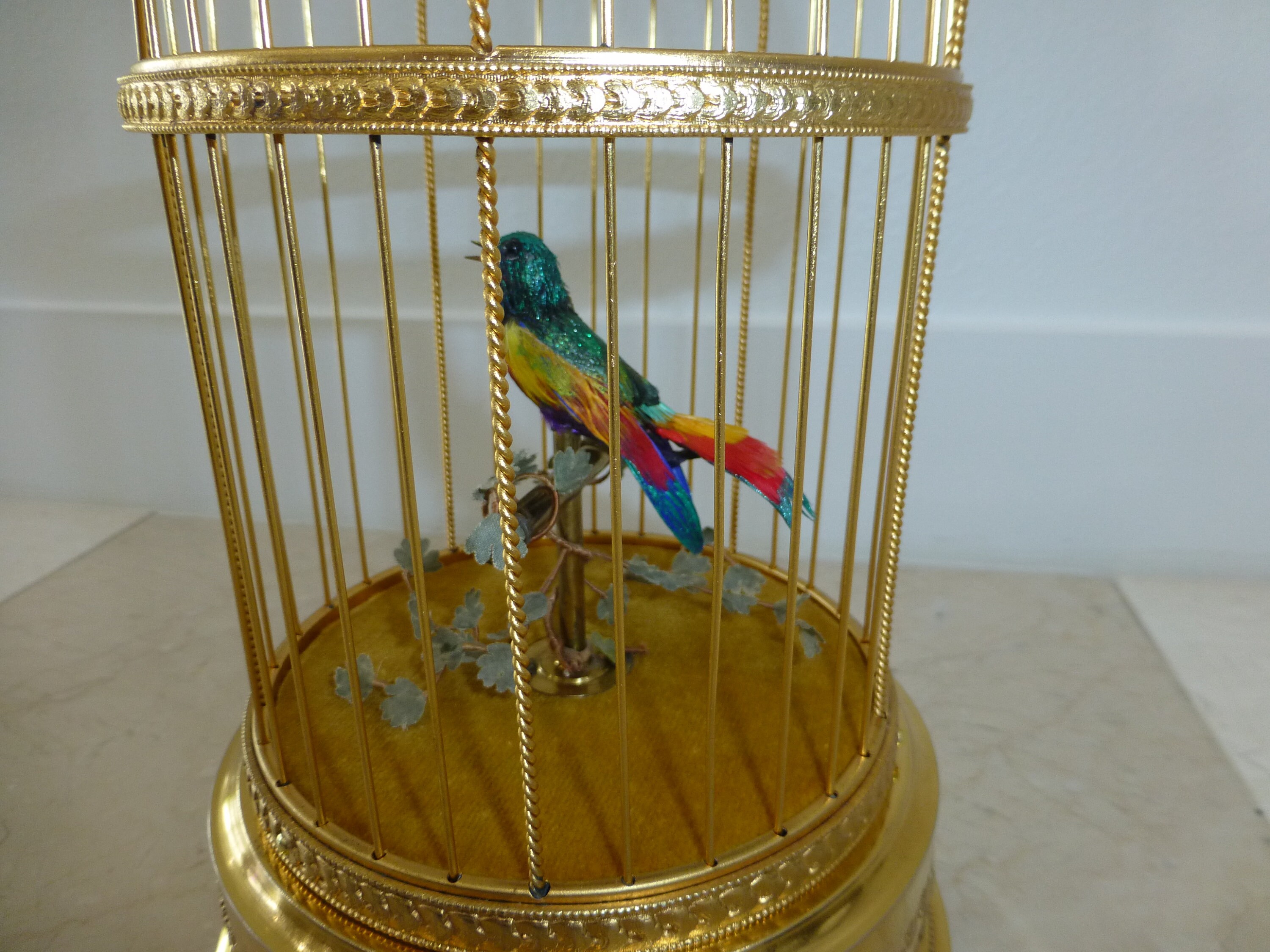 Vintage French Bontems Singing Bird Cage Music Box Automaton Gold Gilt ...