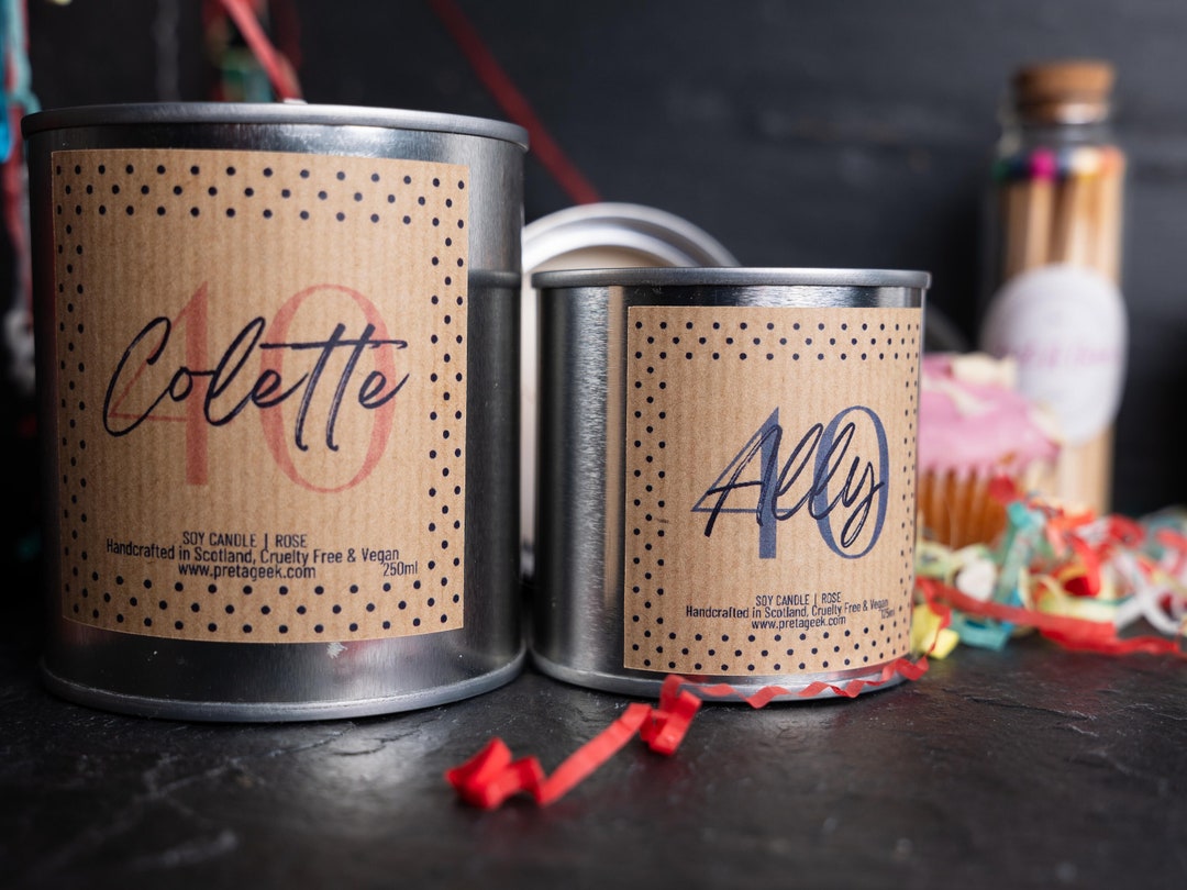 Personalized 40th Birthday Candle | Handmade Soy Wax Gift - Etsy