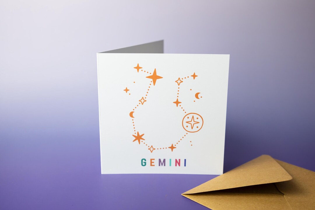 GEMINI CONSTELLATION Card · Gemini Star Sign Card · Zodiac · Star Sign ...