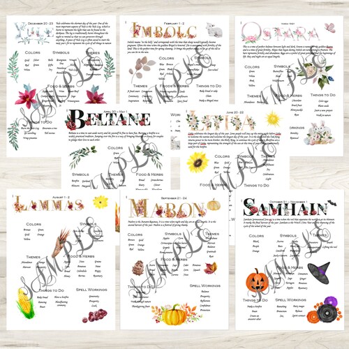 Book of Shadows Wheel of the Year Printable PDF Download | Etsy