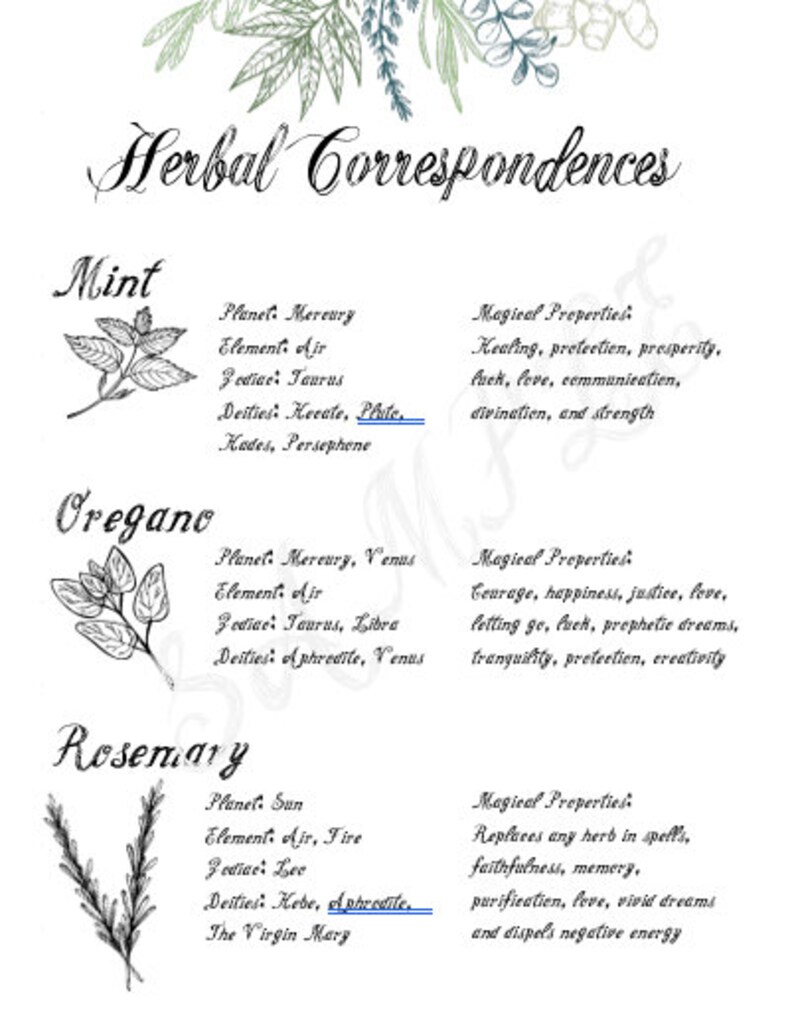 Book of Shadows Herbal Correspondences Printable PDF Download | Etsy Book of Shadows Herbal Correspondences Printable PDF Download | Etsy