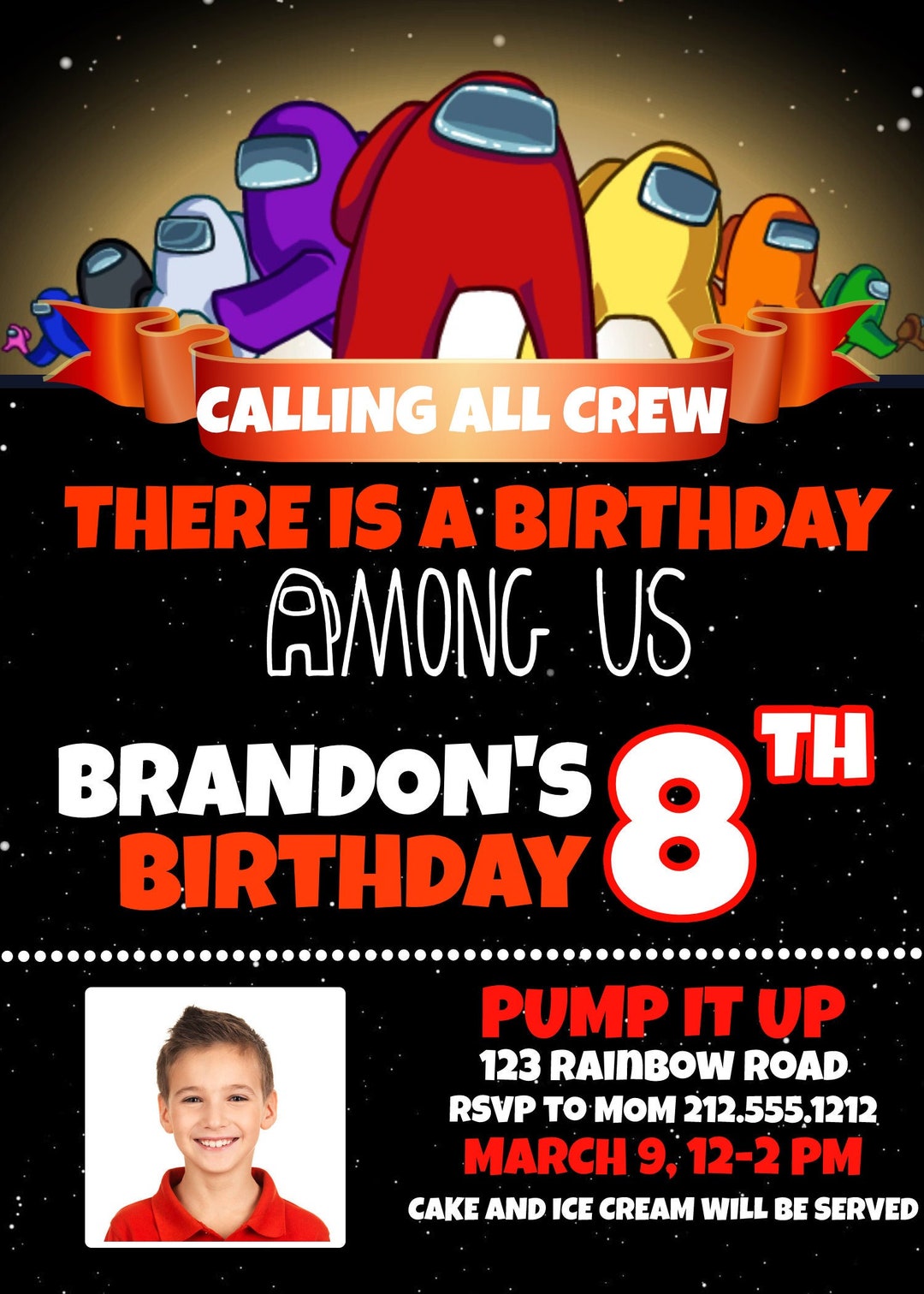 Among Us Birthday Party Invitation - Personalized Photo Digital ...
