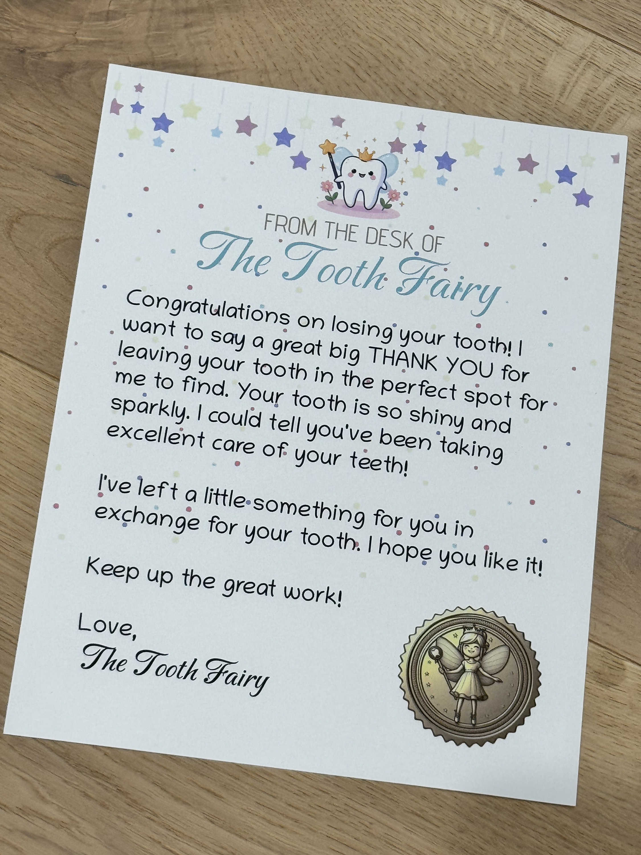 Printable Tooth Fairy Letter, Tooth Fairy Gift, Tooth Fairy Note, Tooth ...